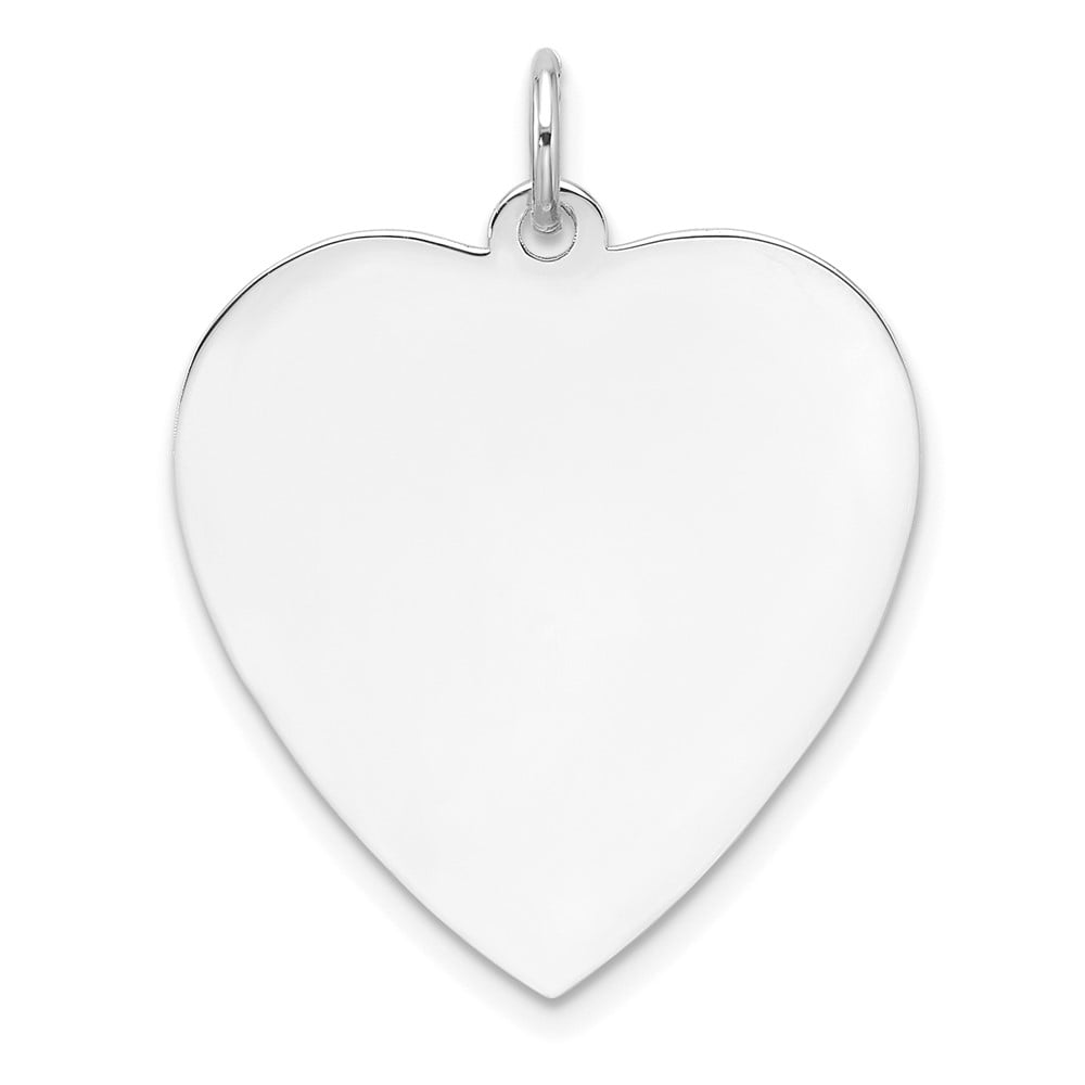 SS Rh-plt Engraveable Heart Polished Front/Satin Back Disc Charm ...
