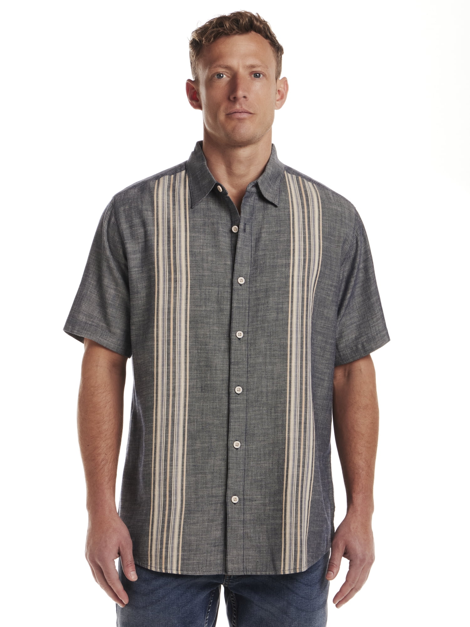 Frontier Threads Men's Short Sleeve Cotton Stripe Shirt - Walmart.com