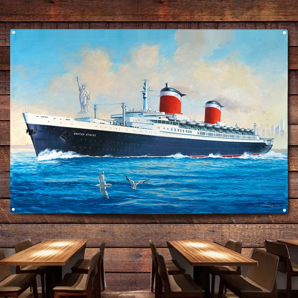 SS United States Cruise Battleship Wall Art Banners Hanging Flags Wall ...
