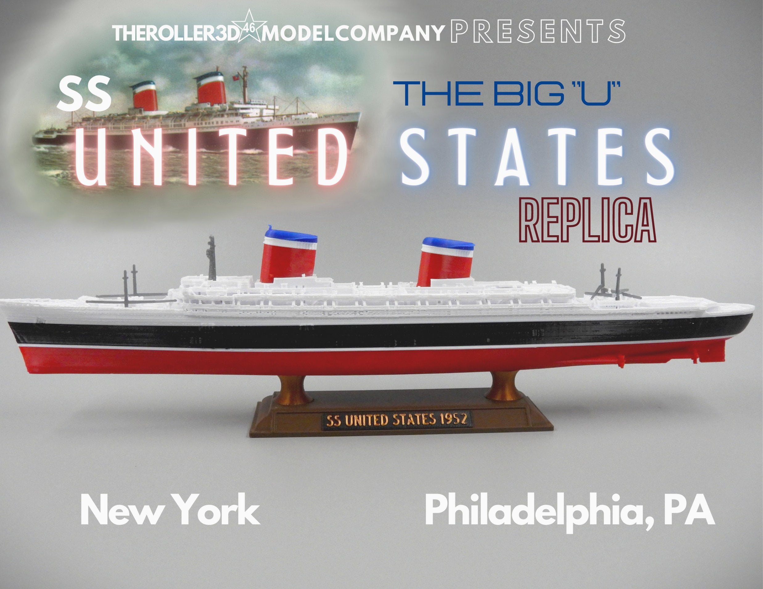 SS United States Model by THEROLLER3D 1 Foot in Length - Walmart.com