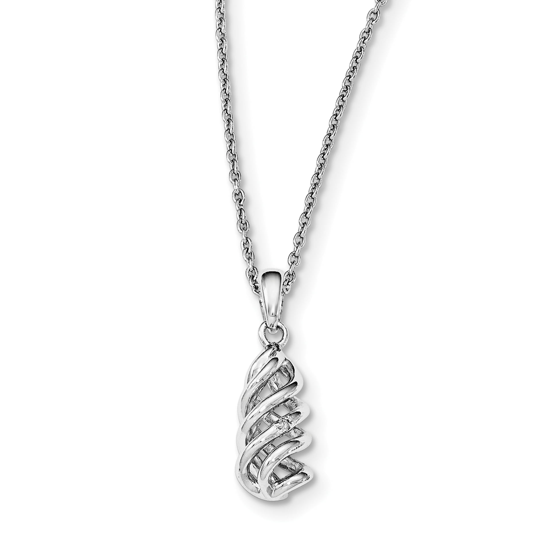 SS White Ice Diamond Spiral Pendant Necklace - Walmart.com