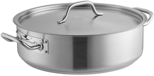 SS1 Series 12 Qt Stainless Steel Brazier with Cover, Aluminum-Clad ...