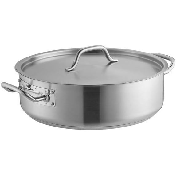SS1 Series 12 Qt Stainless Steel Brazier with Cover, Aluminum-Clad ...