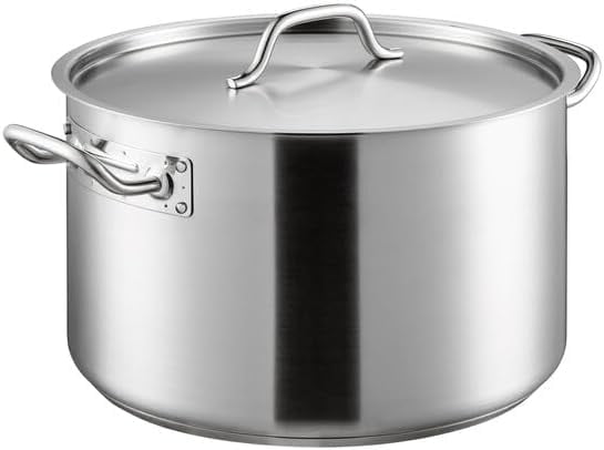 SS1 Series 22 Qt Stainless Steel Sauce Pot with Cover, Aluminum-Clad ...