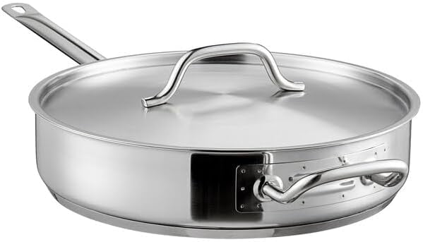 SS1 Series 7 Qt Stainless Steel Aluminum-Clad Saute Pan with Lid ...