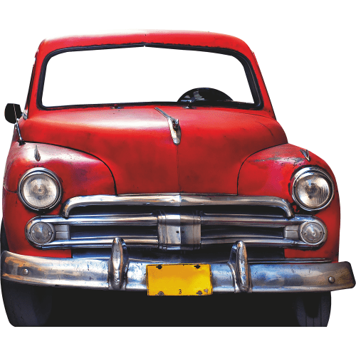 SS11117 Old Havana Vintage Classic American Red Car Stand In Cardboard ...
