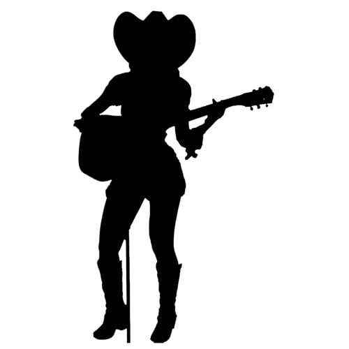 SS11196 Female Cowgirl Country Western Guitar Player Silhouette ...