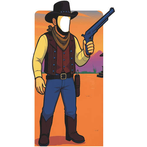 SS11261 Cartoon Cowboy Six Shooter Pistol Gun Stand In Cardboard Cutout ...