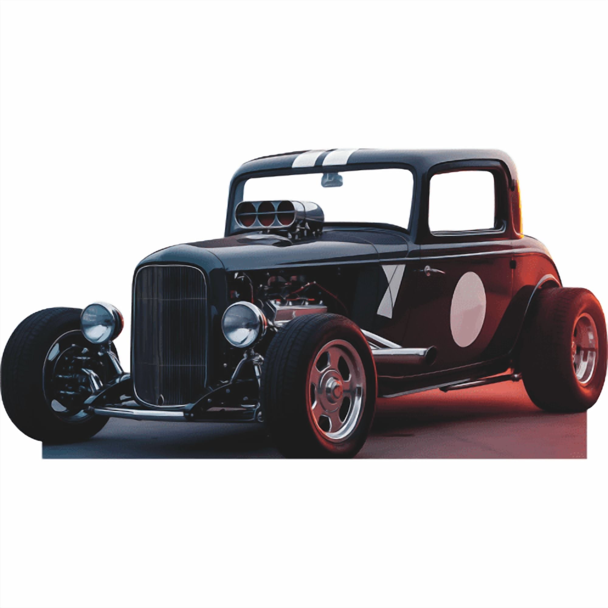 SS11262 Black Racing Stripes Hot Rod Car Stand In Cardboard Cutout ...