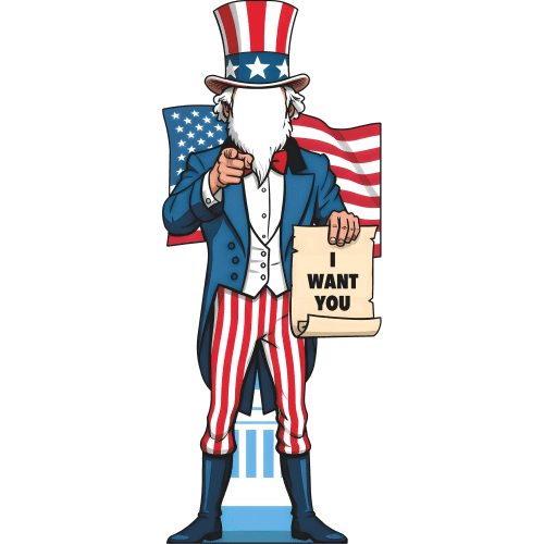 SS11311 Cartoon Uncle Sam I Want You American Flag Suit Stand In ...