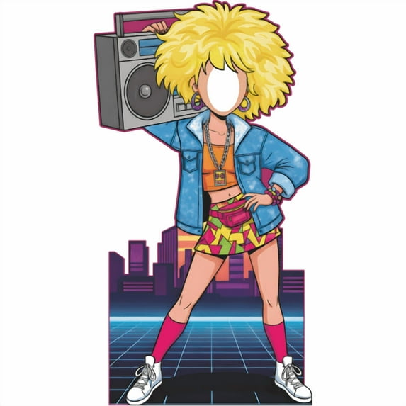 SS11319 Rad 80s Retro Rocker Boombox Girl Stand In Cardboard Cutout ...