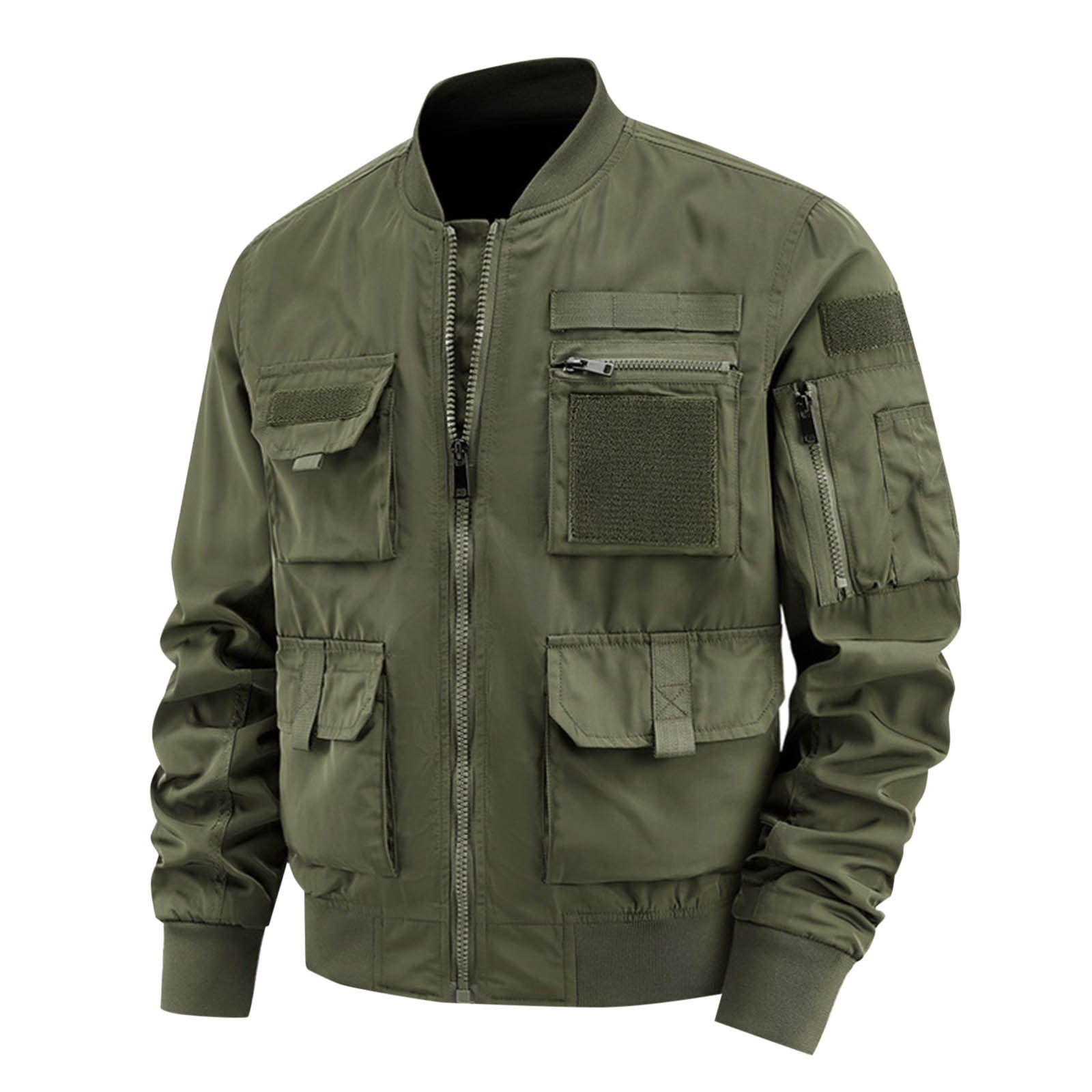 SSAAVKUY Men's Bomber Jacket Multi Pockets Military Style Lightweight ...