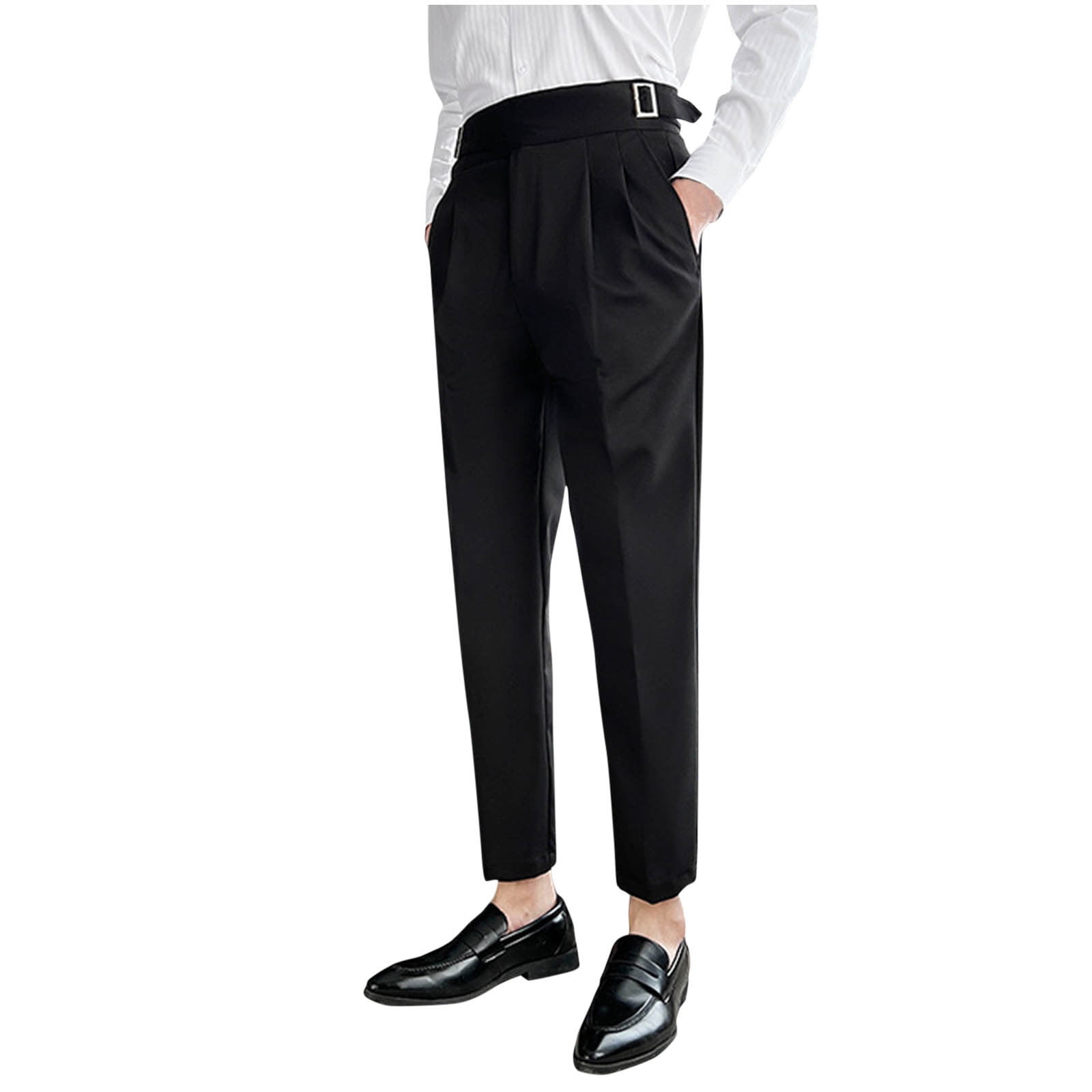 SSAAVKUY Men's Classic Trendy Naples Italian Style Pants No Belt ...