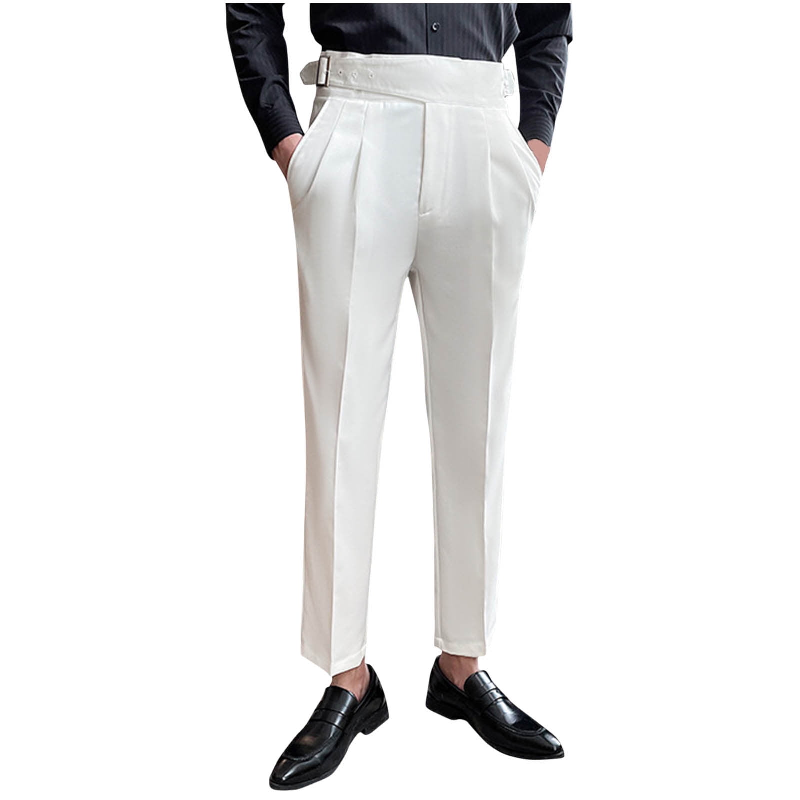 SSAAVKUY Men's Classic Trendy Naples Italian Style Pants No Belt ...