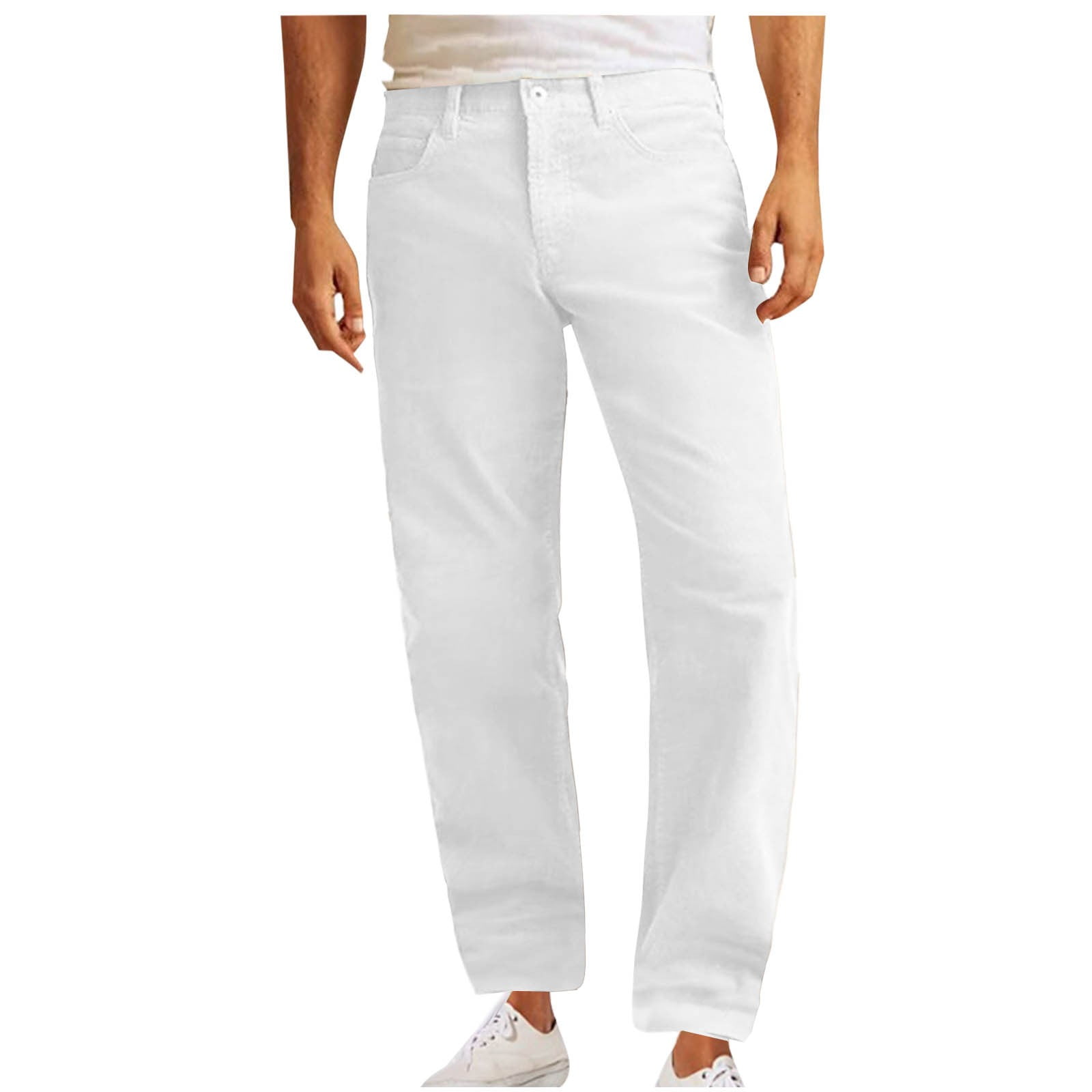 SSAAVKUY Men's Slim Stretchy Casual Corduroy Pant Loose Fit Washed Duck ...