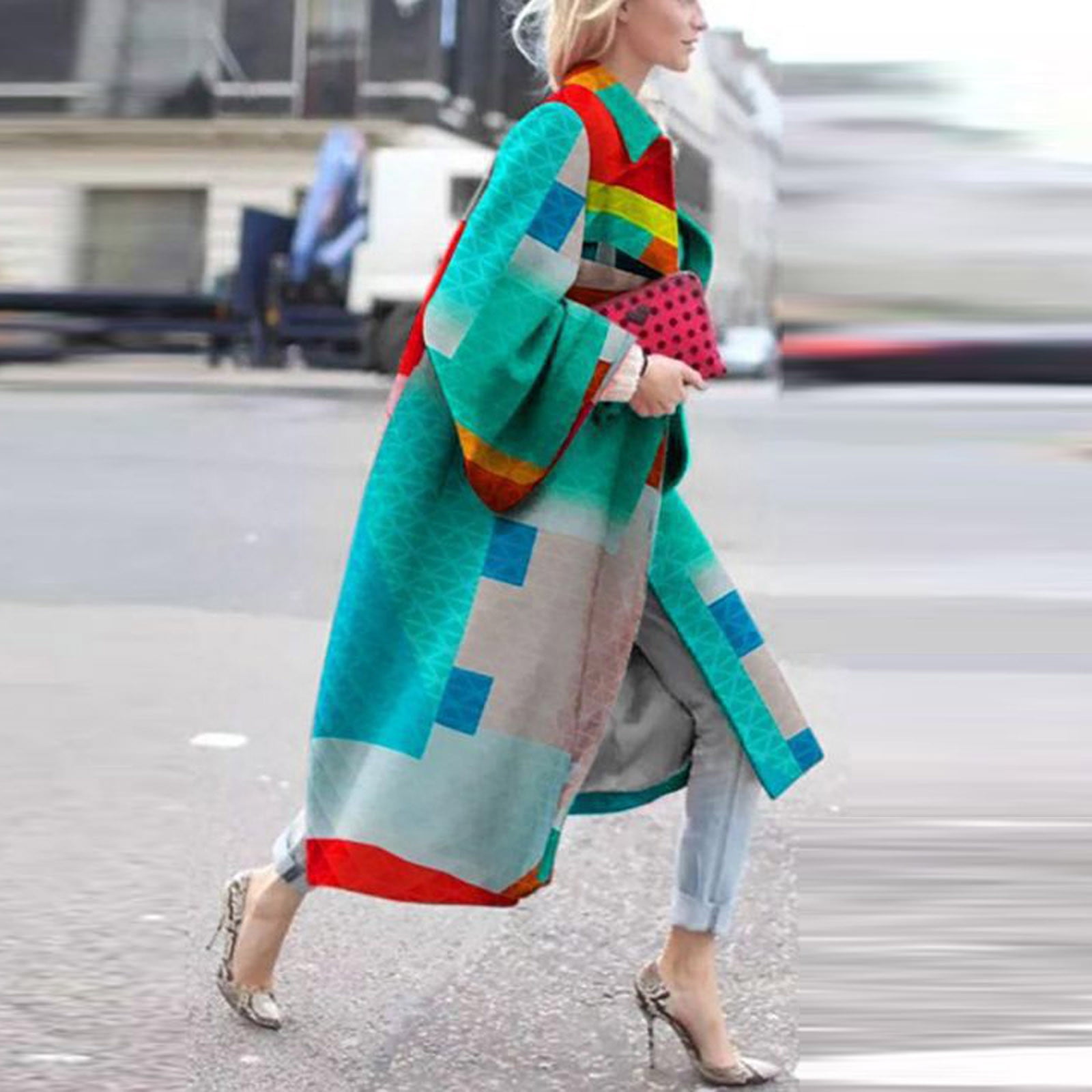 SSAAVKUY Womens Pocket Outerwear Cardigans Overcoat Long Trench Coat ...