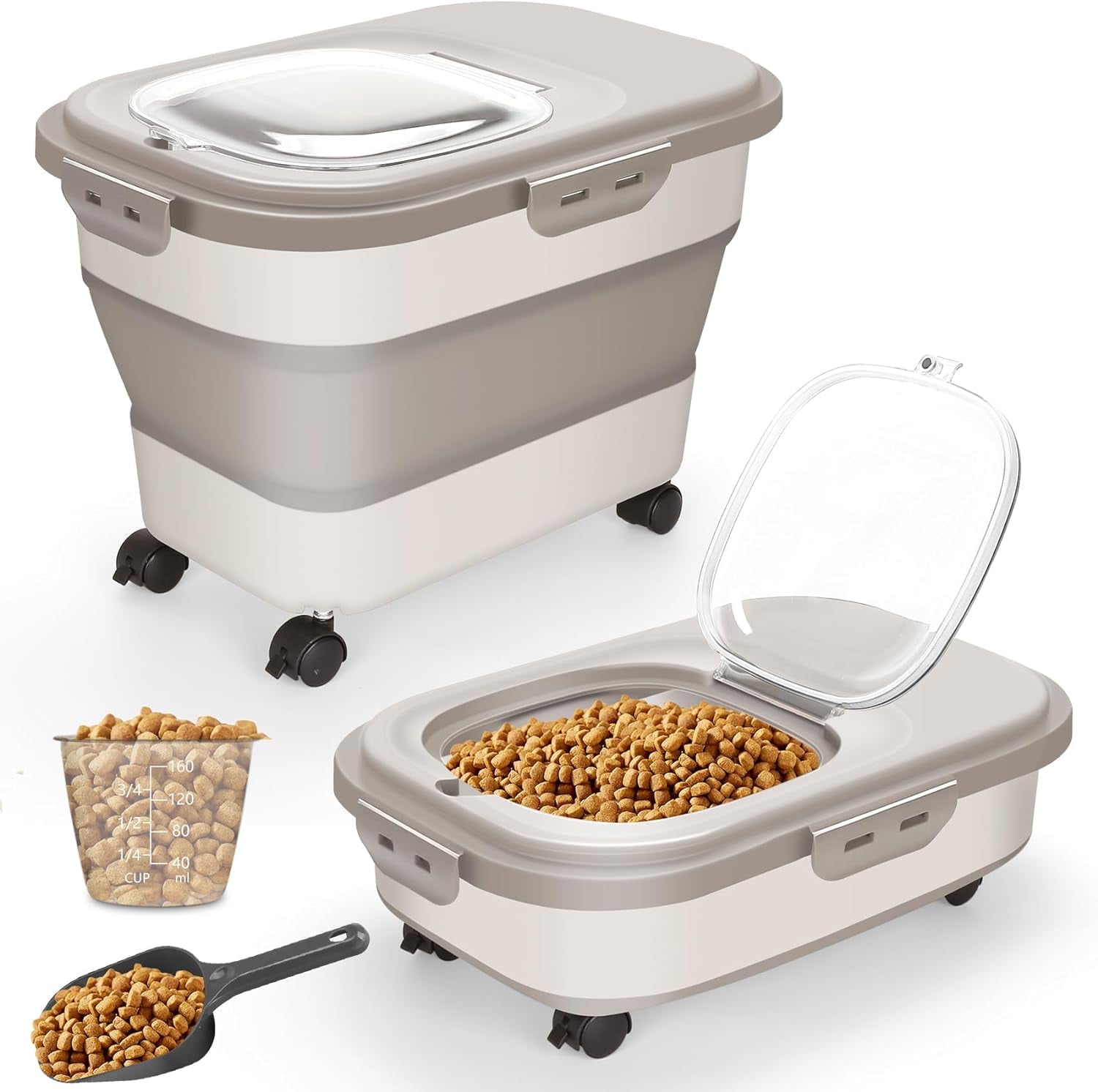 SSAWCasa 20lbs Collapsible Airtight Dog Food Storage Container, with ...