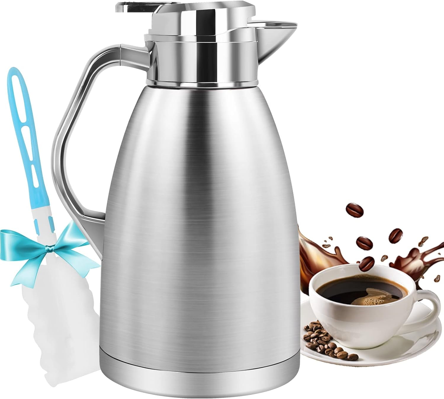 SSAWCasa Coffee Thermos, 61Oz Insulated Carafe, Stainless Steel Double ...
