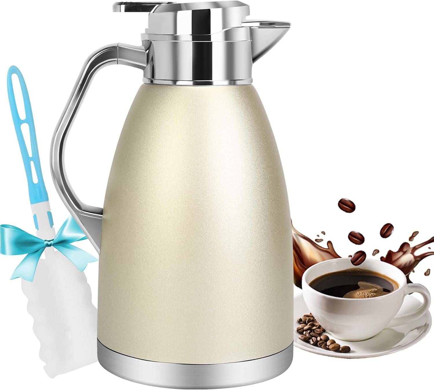 SSAWCasa 61oz Thermal Coffee Carafe, Stainless Steel Double Wall Vacuum ...