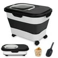 SSAWcasa 20lb Pet Food Storage with Lid, Wheels, Scoop - Black ...