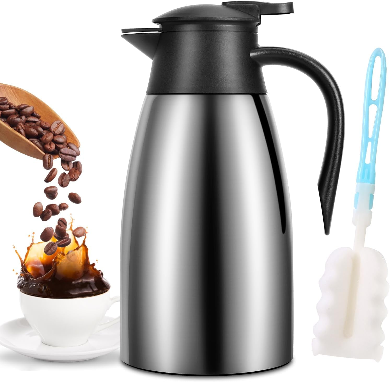 SSAWcasa Thermal Coffee Carafe 51oz Stainless Steel Insulated Vacuum Pitcher Coffee Pot Thermal ...