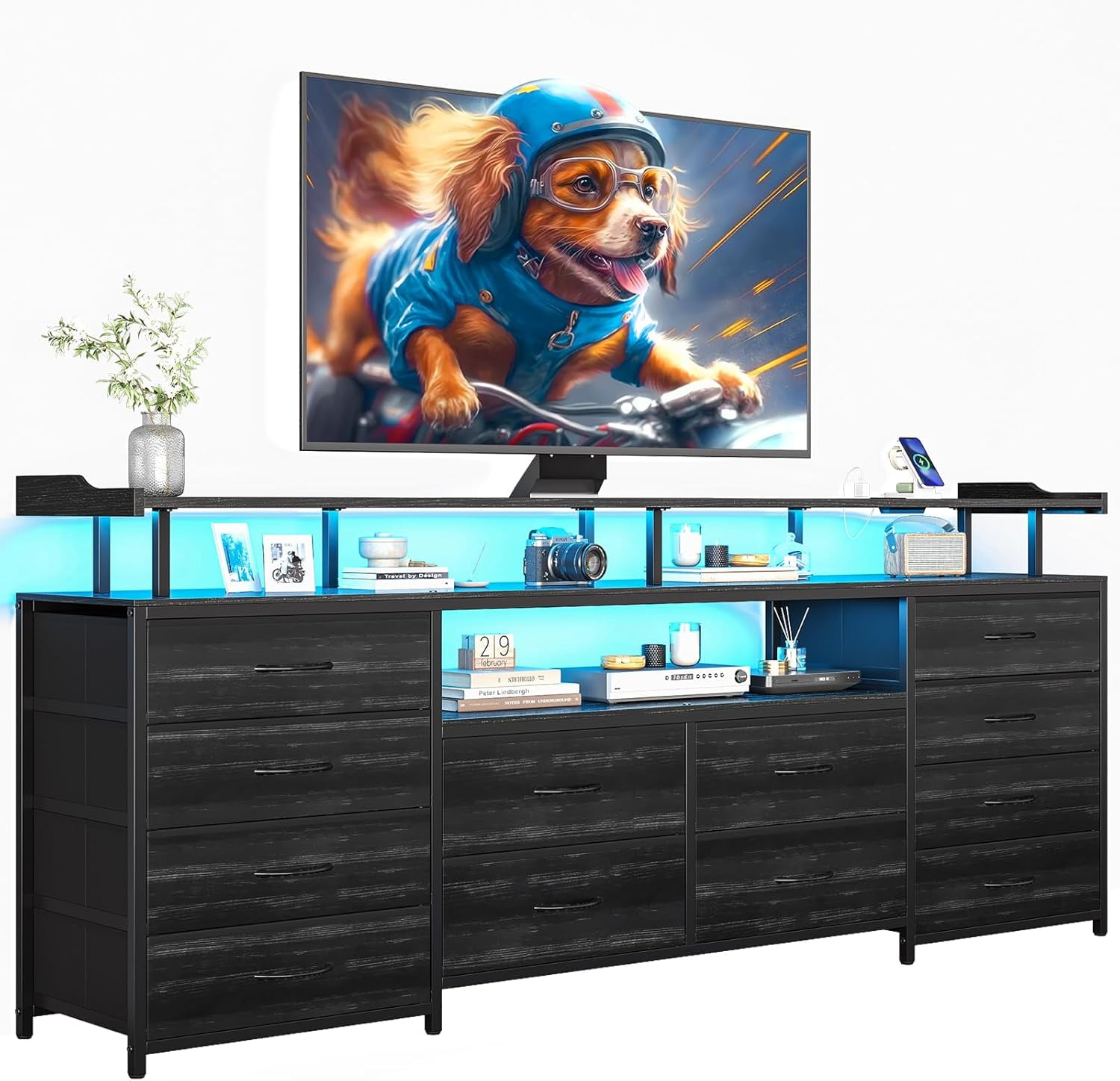 SSB 12 Drawers TV Stand Dresser for 65/70 inch TV, Entertainment Center ...