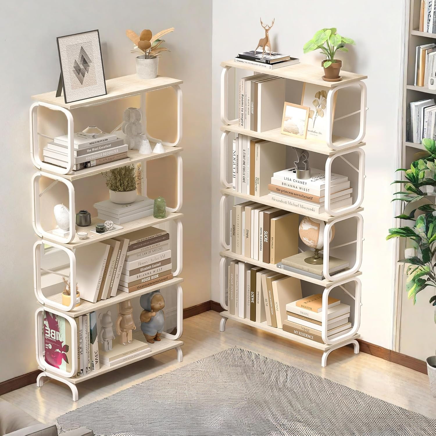 SSB 2-Pack Industrial Bookshelf, 5-Tier Freestanding Bookcase with ...