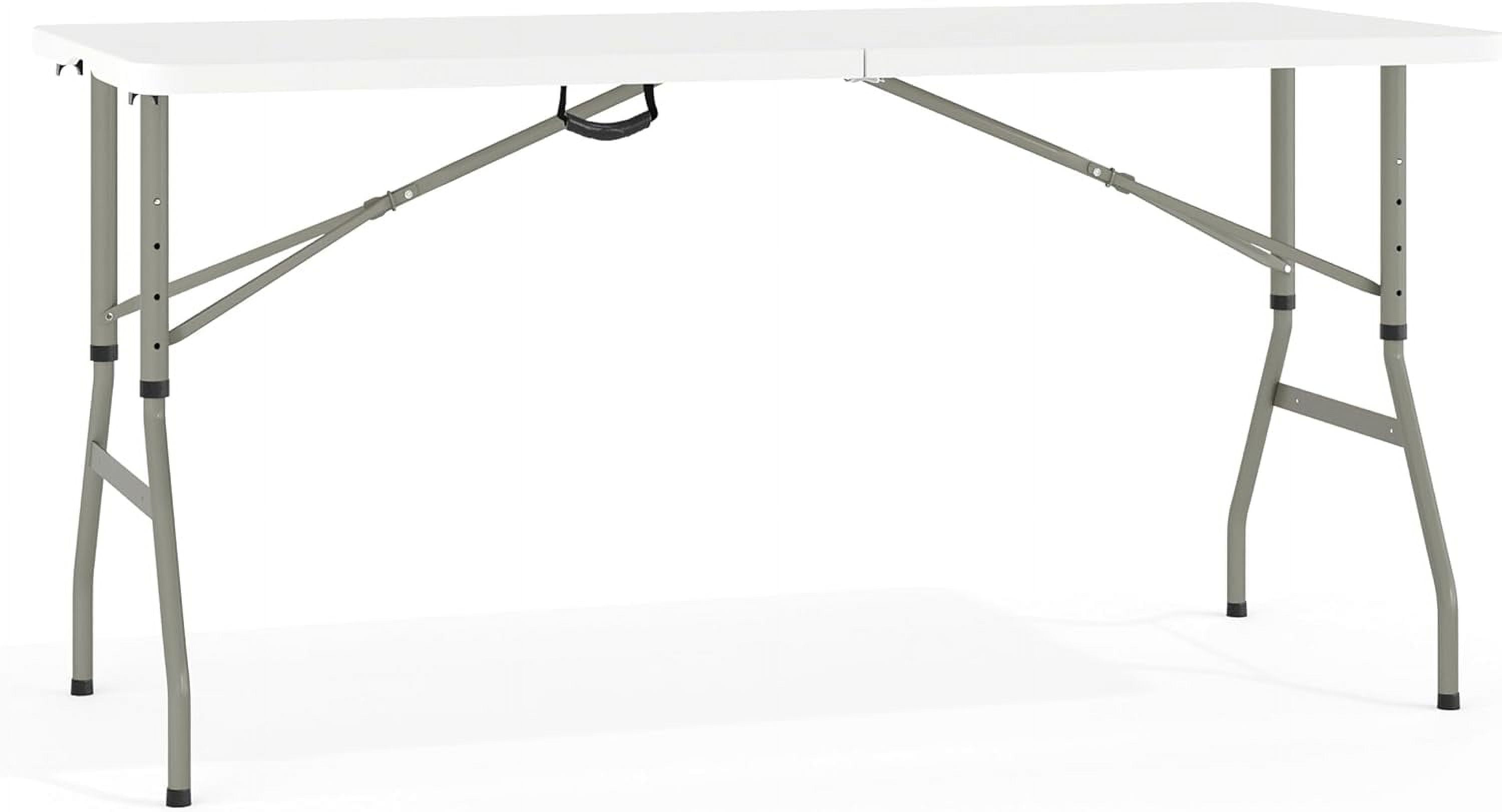SSB 5-Foot Height Adjustable Bi-Fold Granite White Plastic Folding ...
