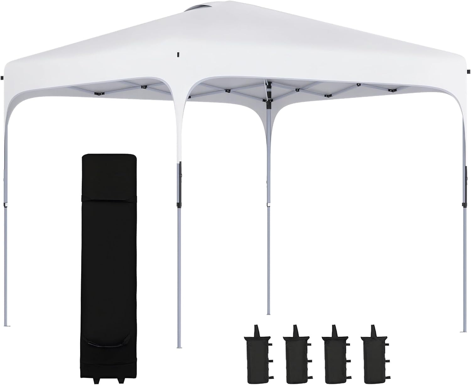 SSB 8' x 8' Pop Up Canopy Tent with Wheeled Carry Bag and 4 Sand Bags ...