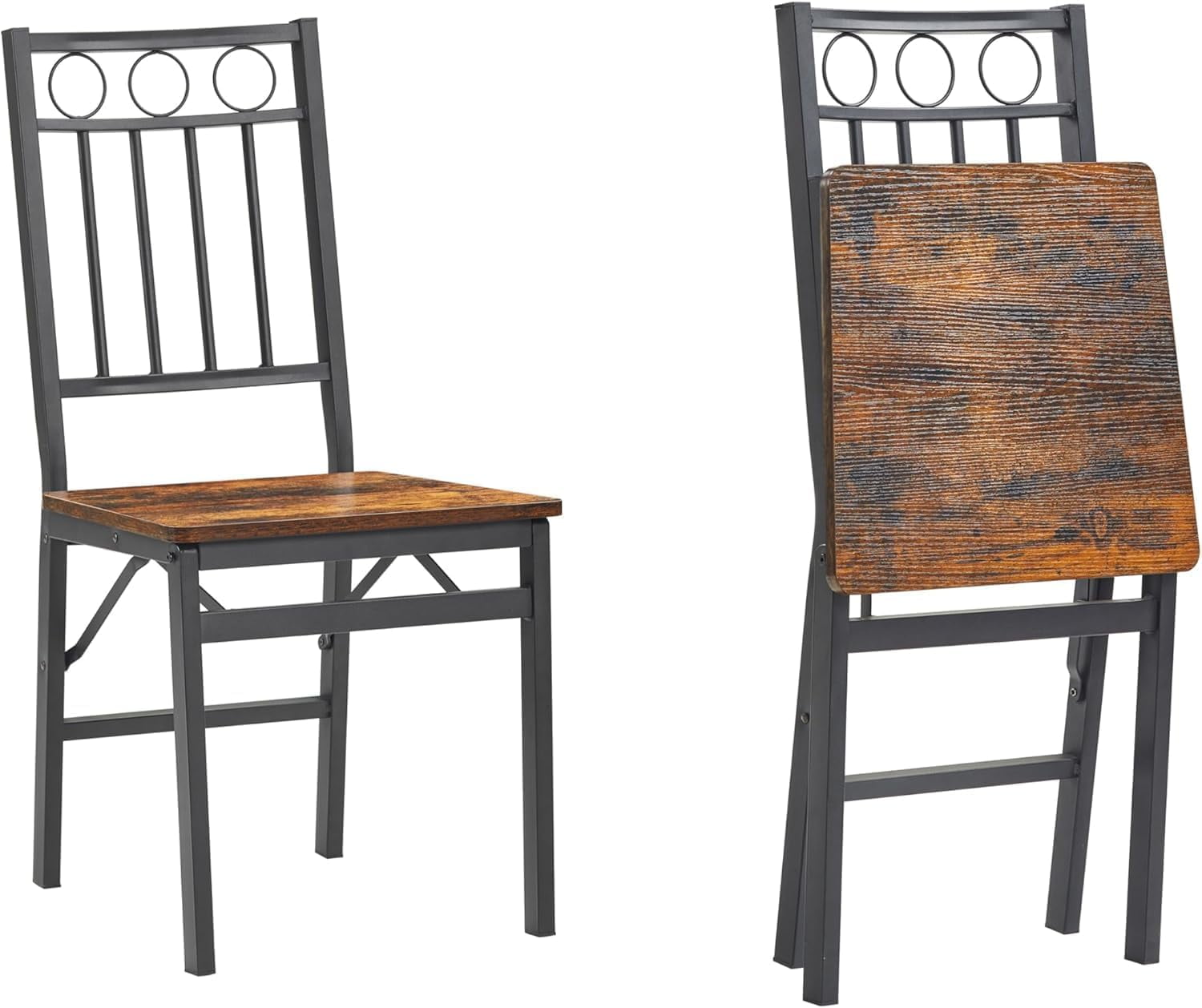 SSB Folding Dining Chairs Set of 2, Foldable Wood Kitchen Chairs with ...