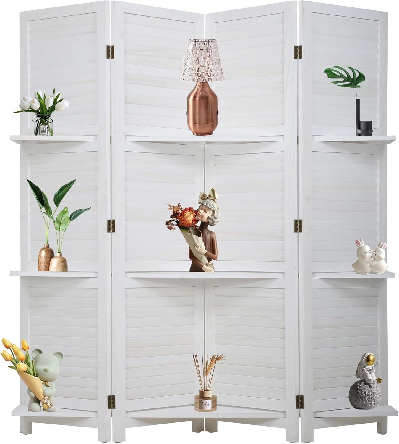 SSB Room Divider 4 Panel Folding Wood 5.6 Ft Tall Privacy Screen ...