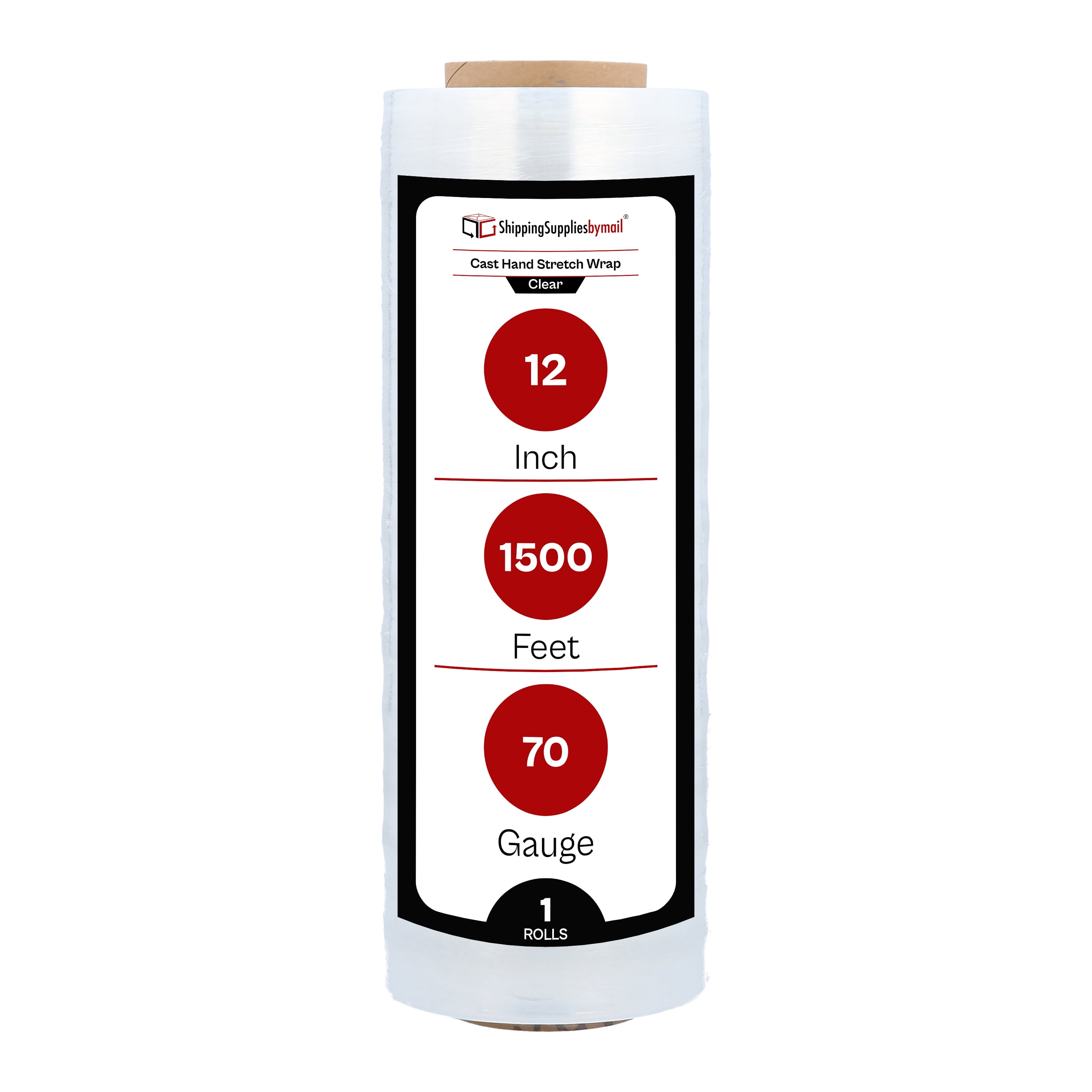 SSBM 12" x 1500' 3" Core Cast Hand Stretch Wrap Plastic Cling Film for ...