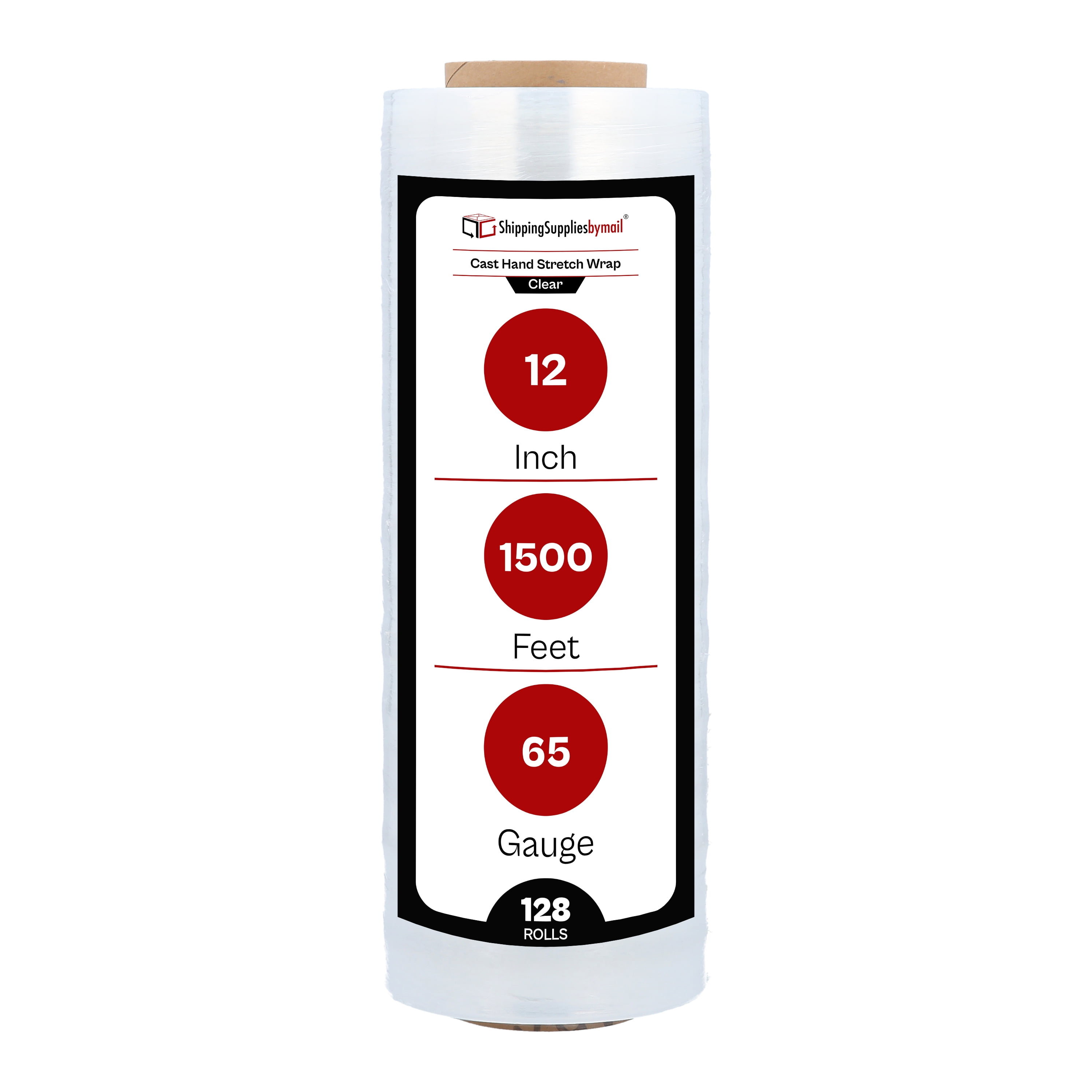 SSBM 12" x 1500' 3" Core Cast Hand Stretch Wrap Plastic Shrink Film ...