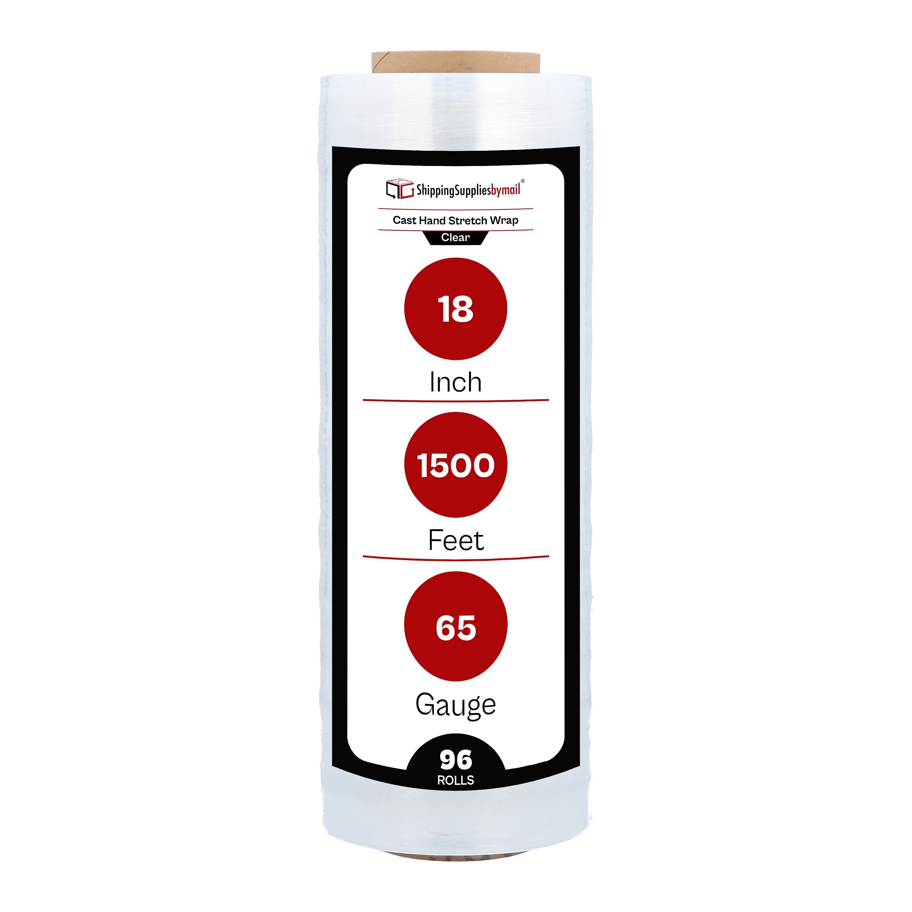 SSBM Cast Hand Stretch Wrap 18" x 1500' 96 Rolls 65 Gauge Clear ...