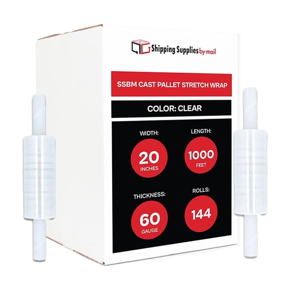 SSBM Extended Core Stretch Wrap 20 Inch x 1000 Feet 60 Gauge 144 Rolls ...