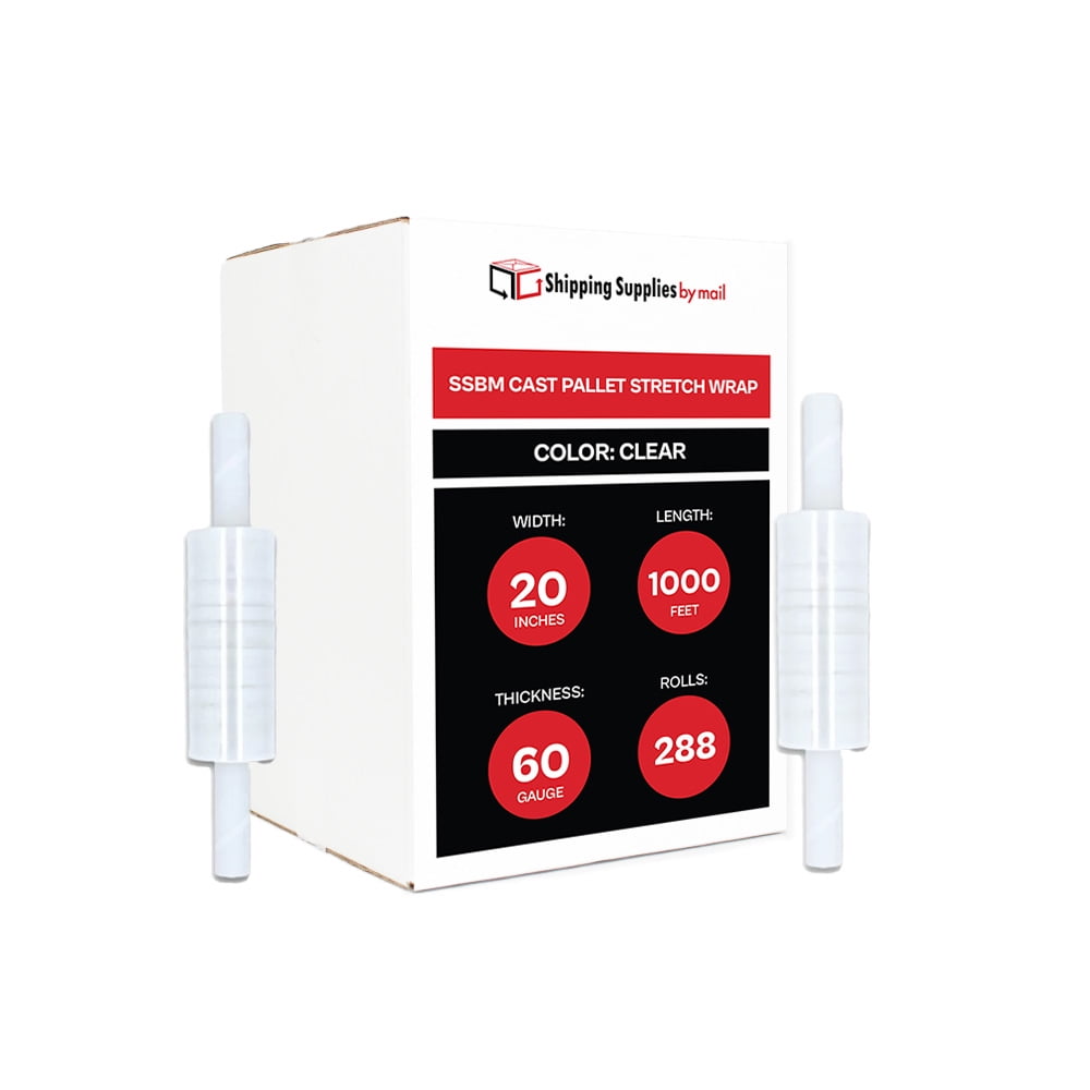 SSBM 20" x 1000' 1.3" Extended Core Cast Pallet Stretch Wrap Shrink ...