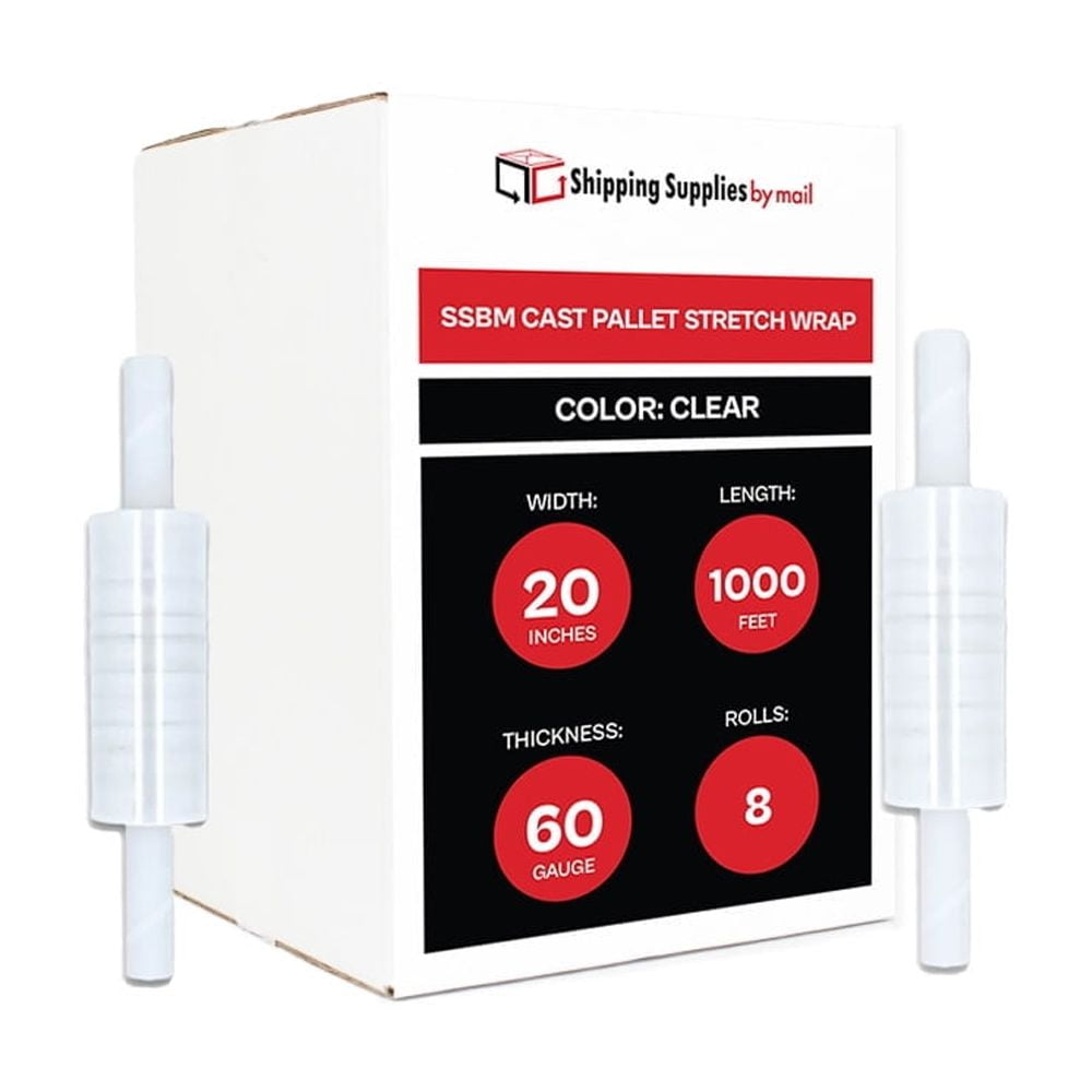 SSBM Extended Core Stretch Wrap 20 Inch x 1000 Feet 60 Gauge 8 Rolls ...