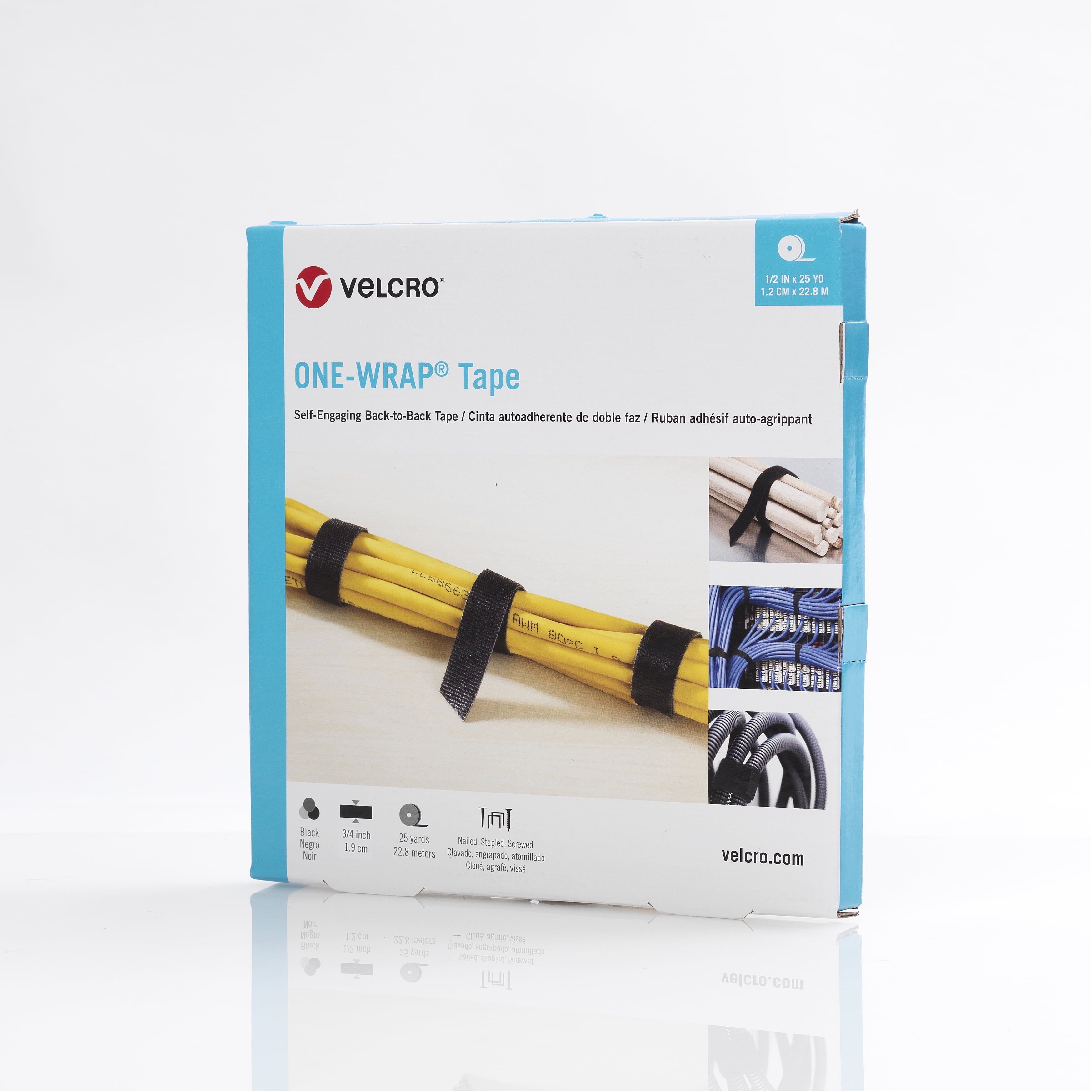SSBM 3/4" x 12' Black VELCRO Brand Self-Grip Straps (Case of 4 Rolls) - Walmart.com