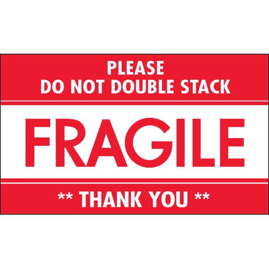 SSBM 3 x 5" - "Fragile - Do Not Double Stack" Labels (Red/White) 500 ...