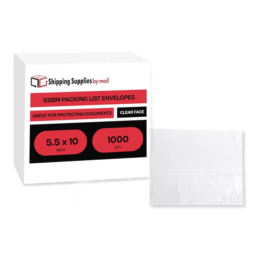 SSBM 5.5" x 10" Clear Packing List Back Side Loading Plain Face ...