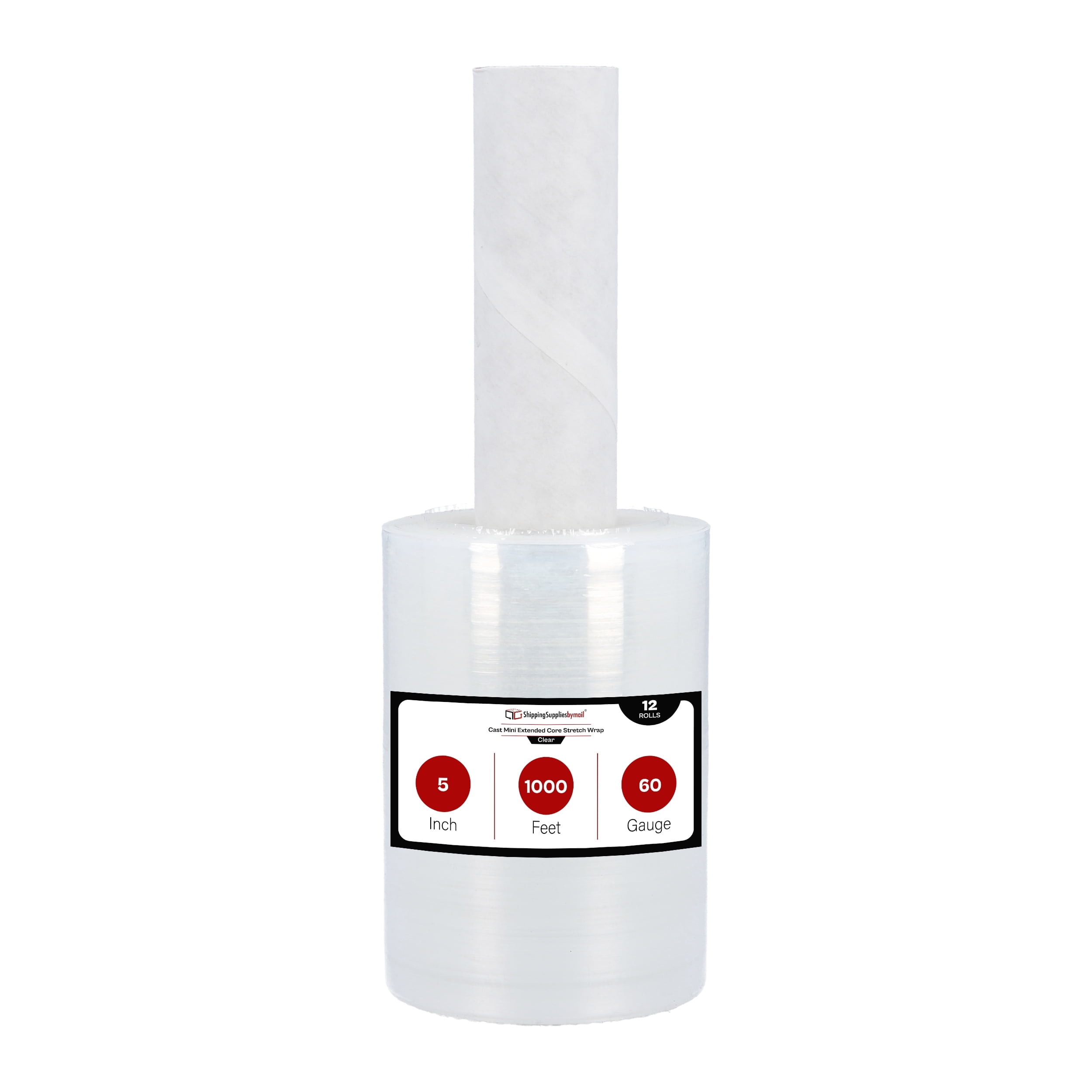 SSBM Mini Hand Stretch Wrap with Extended Core 5" x 1000' 12 Rolls 60 ...