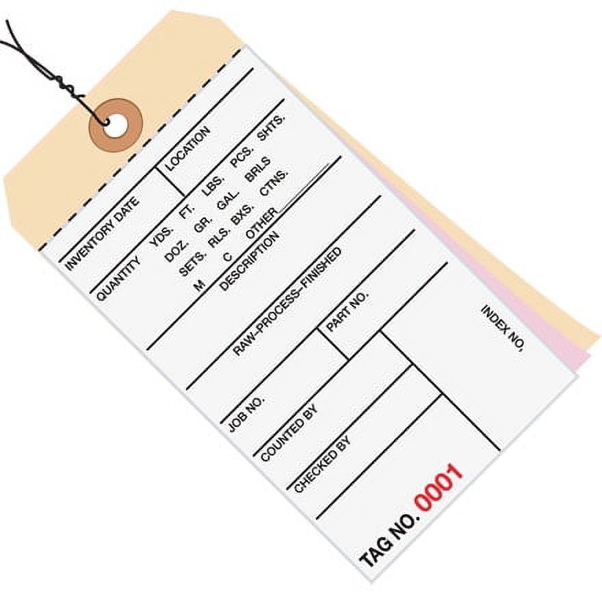 SSBM 500 Piece of 6 1/4" x 3 1/8" Inventory Tags 3 Part Carbonless #8 ...