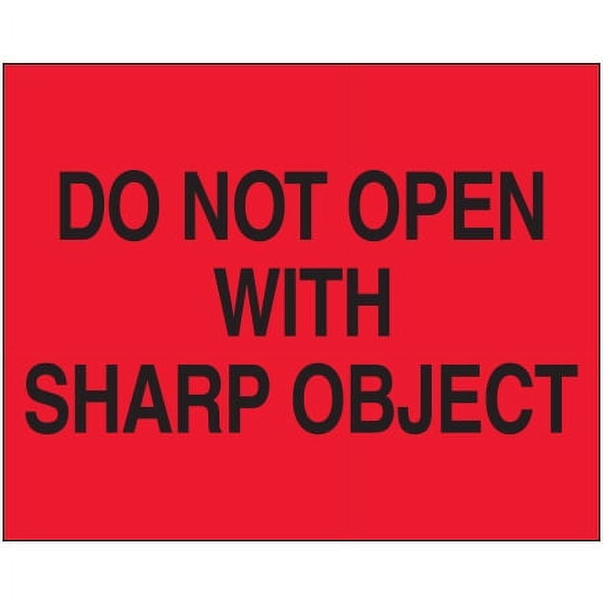 SSBM 8 x 10" - "Do Not Open with Sharp Object" (Fluorescent Red) Labels ...