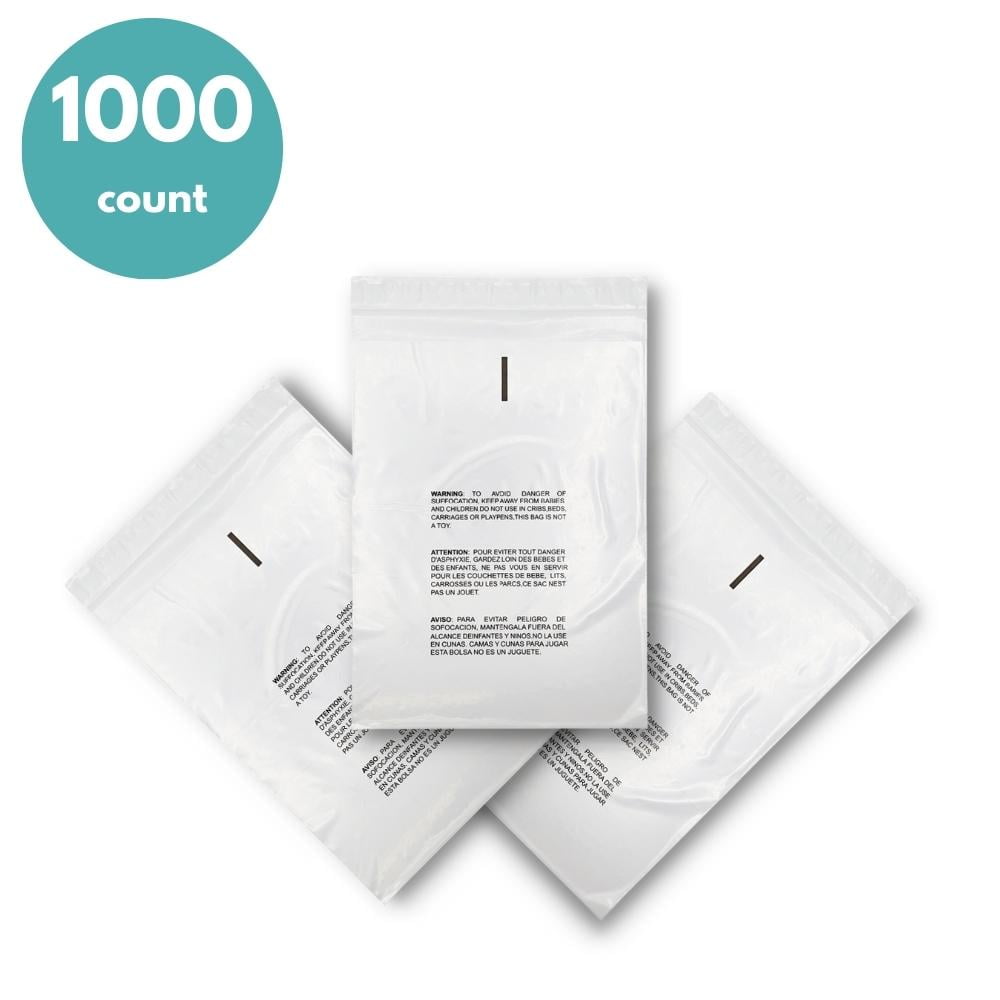 SSBM 8" x 10" Resealable Suffocation Warning Bags - 1.5 Mil - Clear ...