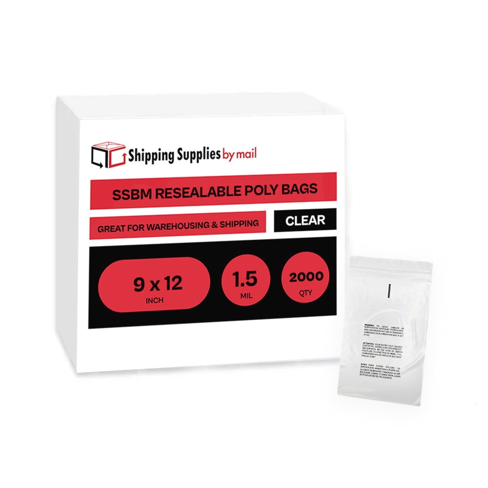 SSBM 9" x 12" Resealable Suffocation Warning Bags - 1.5 Mil - Clear ...