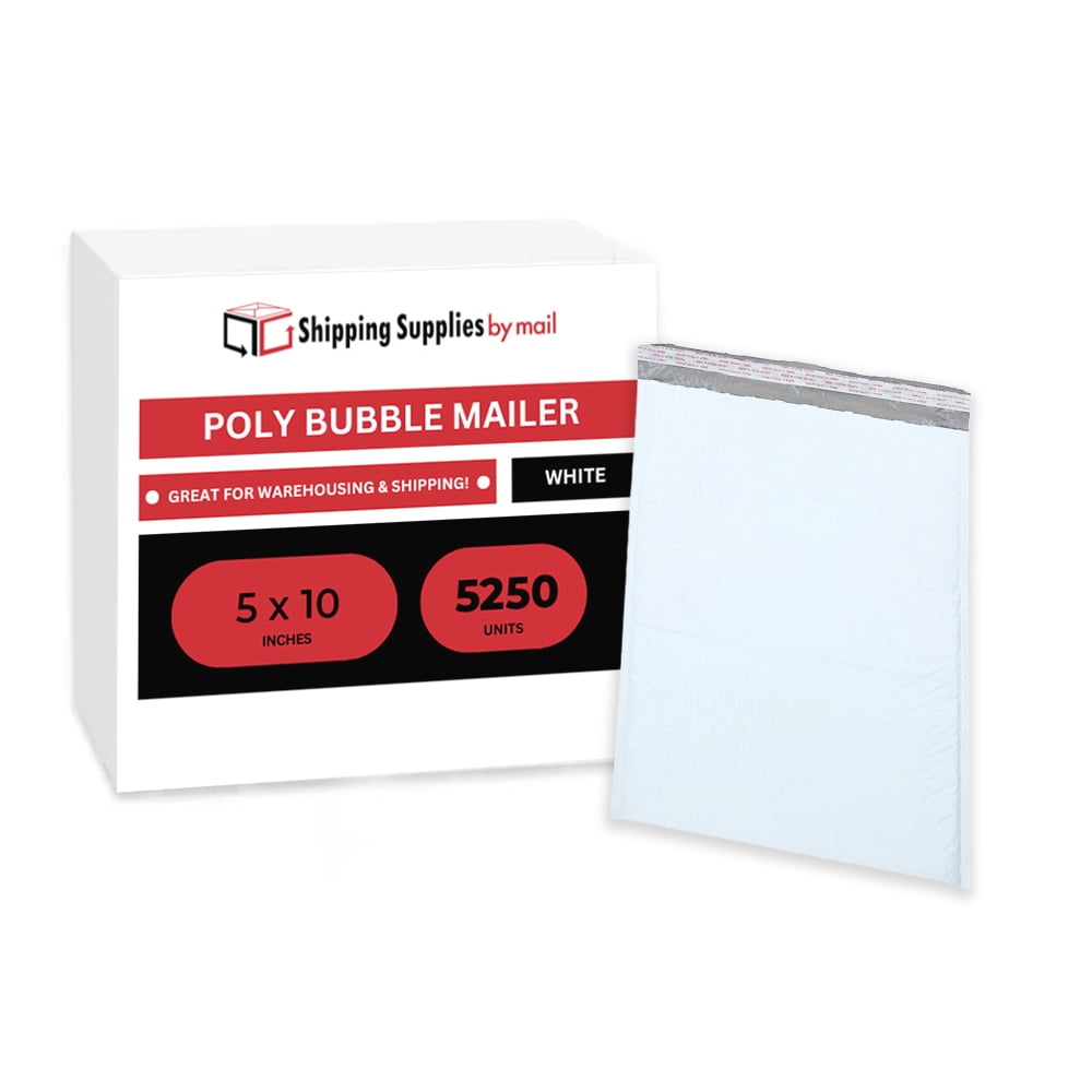 SSBM Bubble Poly Mailers, 5 x 10 Inch, Shipping Packages,White/Grey ...
