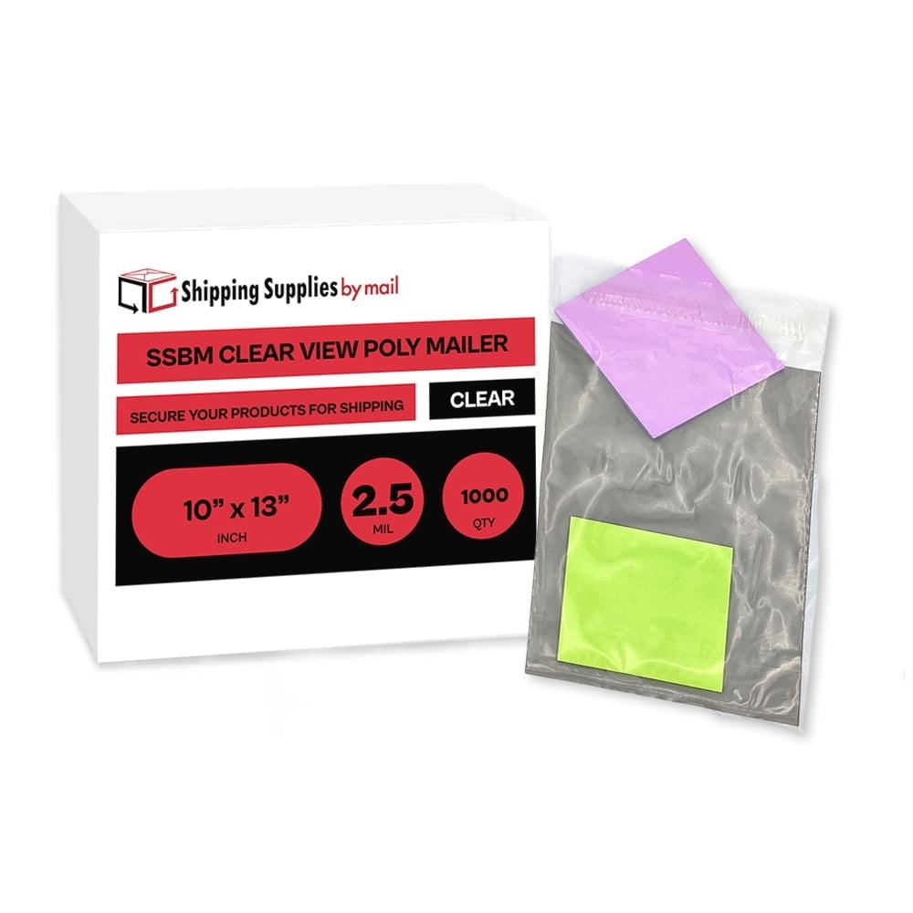 SSBM Clear Poly Mailers, 10x13 Inch, 1000 Pack, Shipping Envelope with ...