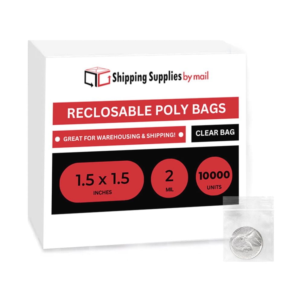 SSBM Clear Zip Bags, 1.5 Inch x 1.5 Inch 2 Mil Thick Sample Bags, 10,000 pack of Sturdy ...