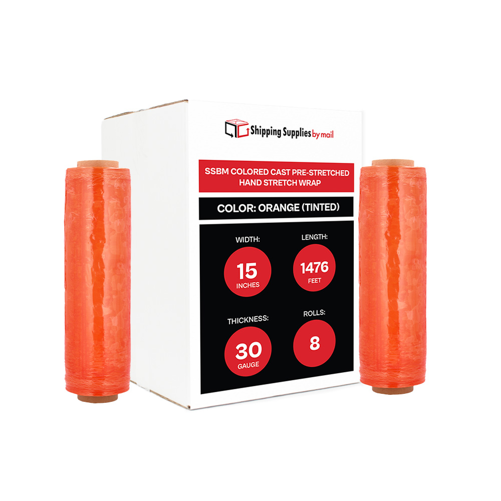 SSBM Packing Plastic Hand Pre-Stretch Wrap Orange Shrink Film, 8 Rolls ...