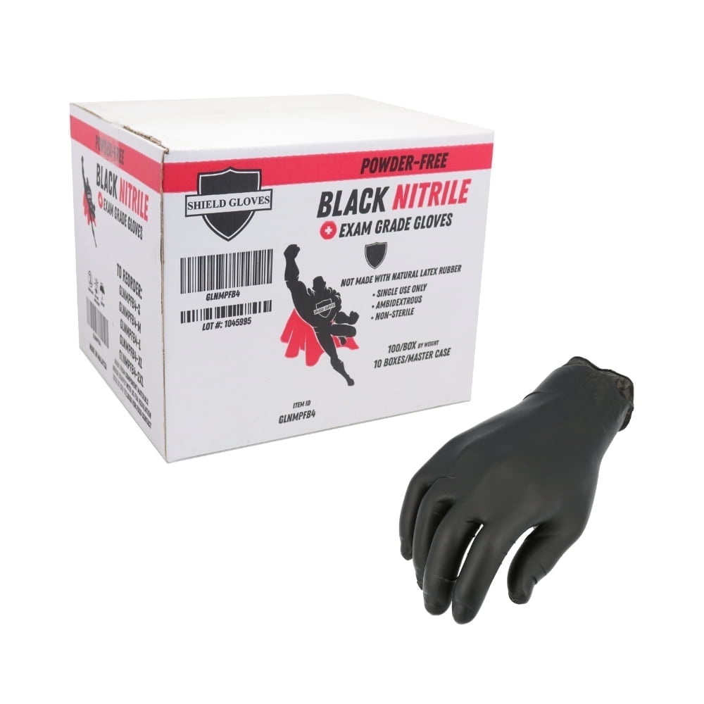 SSBM Black Nitrile Exam Gloves Medium, 4 Mil, 72000/Box, Powder-Free ...